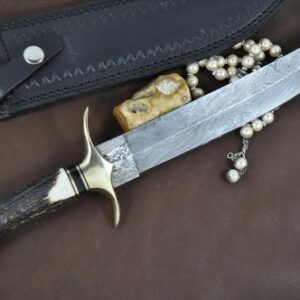 Perkin Handmade Damascus Steel Hunting Knife - Beautifu Hunting Knife with Sheath