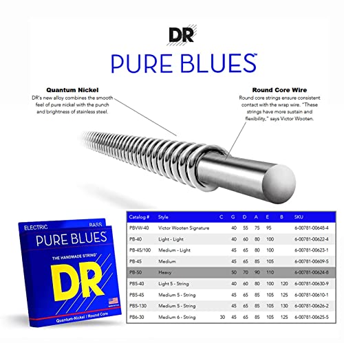 DR Strings PURE BLUES Bass Guitar Strings (PB5-45)