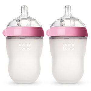 comotomo baby bottle, pink, 8 ounce (2 count)