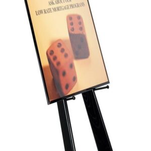 Black Bi-Fold Adjustable Wood Easel, Quick Set Up, Free-Standing Display Easel, 64"h x 21.5"d