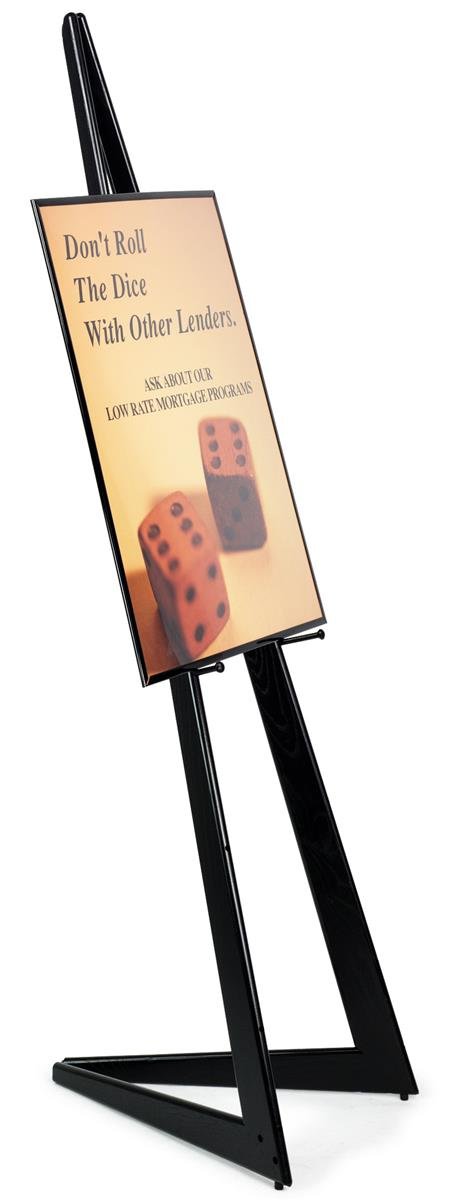 Black Bi-Fold Adjustable Wood Easel, Quick Set Up, Free-Standing Display Easel, 64"h x 21.5"d