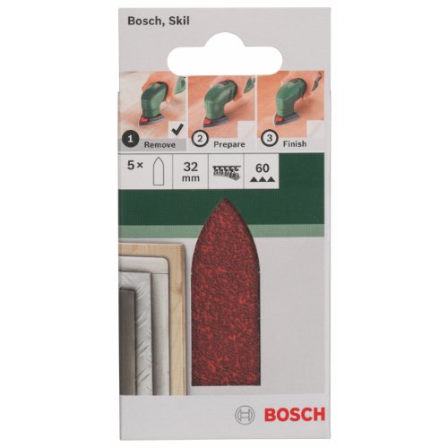 Bosch 2609256A37 Set of 5 Abrasive Pads for Delta Sanders 32 mm Grain 60