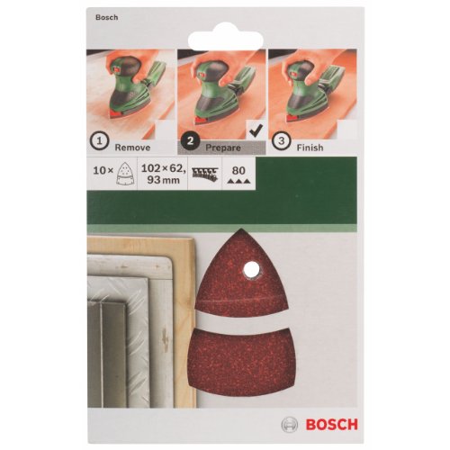 Bosch 2609256A63 10-Piece Sanding Sheet Set for Multi-Sanders 102 x 62.93, 80