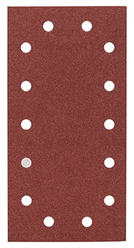 Bosch 2609256B22 Abrasive Sheets for Orbital Sanders 115 x 230 Self-Gripping System 14 Holes Grit Size 120 Pack of 10 Sheets