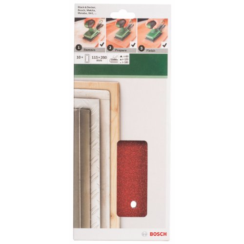 Bosch 2609256B32 Sanding Sheet Set for Orbital Sanders (10-Piece)