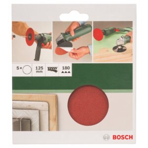 Bosch Home and Garden 2609256B46 5-Piece Sanding Sheet Set for Angle Grinder and Drill 125, 180