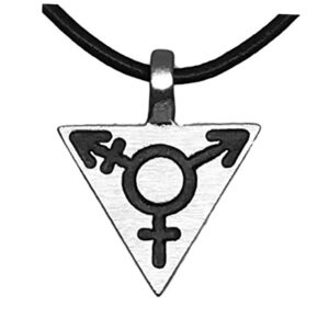 pewter transgender lgbt gay pride triangle pendant on leather necklace