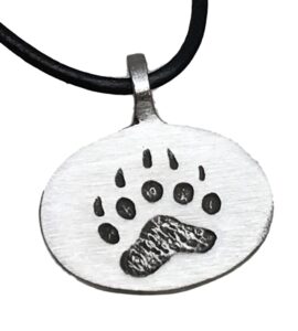 trilogy jewelry pewter bear claw paw gay pride lgbt pendant, black necklace cord with clasp