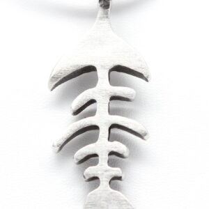 Trilogy Jewelry Pewter Fish Bones Nautical Fishbones Pendant on Leather Necklace