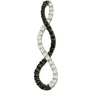 dazzlingrock collection 0.48 carat (ctw) 10k round black & white diamond ladies swirl pendant, yellow gold