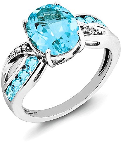 IceCarats 925 Sterling Silver Diamond Sky Blue Topaz Ring Gemstone Band Size 10