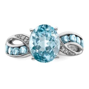 IceCarats 925 Sterling Silver Diamond Sky Blue Topaz Ring Gemstone Band Size 10