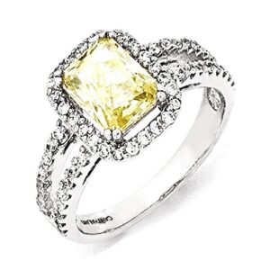 IceCarats 925 Sterling Silver Yellow Cushion-cut White Cubic Zirconia CZ Halo Round Statement Ring Size 7