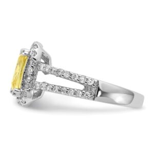 IceCarats 925 Sterling Silver Yellow Cushion-cut White Cubic Zirconia CZ Halo Round Statement Ring Size 7