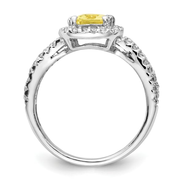 IceCarats 925 Sterling Silver Yellow Cushion-cut White Cubic Zirconia CZ Halo Round Statement Ring Size 7