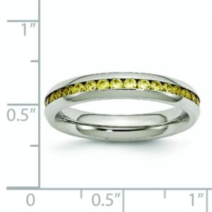 IceCarats Stainless Steel 4mm Yellow Cubic Zirconia CZ Ring November Birthstone Jewelry Size 8