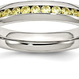 IceCarats Stainless Steel 4mm Yellow Cubic Zirconia CZ Ring November Birthstone Jewelry Size 8