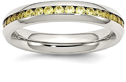 IceCarats Stainless Steel 4mm Yellow Cubic Zirconia CZ Ring November Birthstone Jewelry Size 8