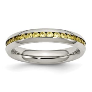 IceCarats Stainless Steel 4mm Yellow Cubic Zirconia CZ Ring November Birthstone Jewelry Size 8