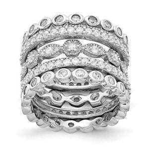 icecarats 925 sterling silver cubic zirconia cz 5-piece eternity stackable ring set size 7