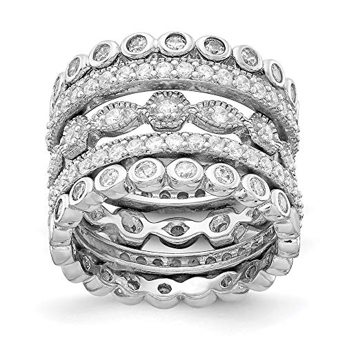 IceCarats 925 Sterling Silver Cubic Zirconia CZ 5-piece Eternity Stackable Ring Set Size 7