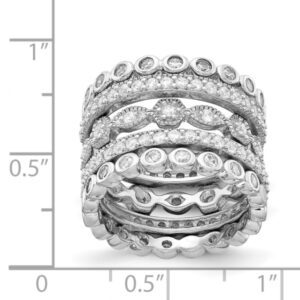 IceCarats 925 Sterling Silver Cubic Zirconia CZ 5-piece Eternity Stackable Ring Set Size 7