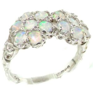 925 sterling silver natural opal womens anniversary ring - size 8.5