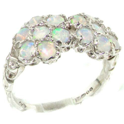 925 Sterling Silver Natural Opal Womens Anniversary Ring - Size 8.5