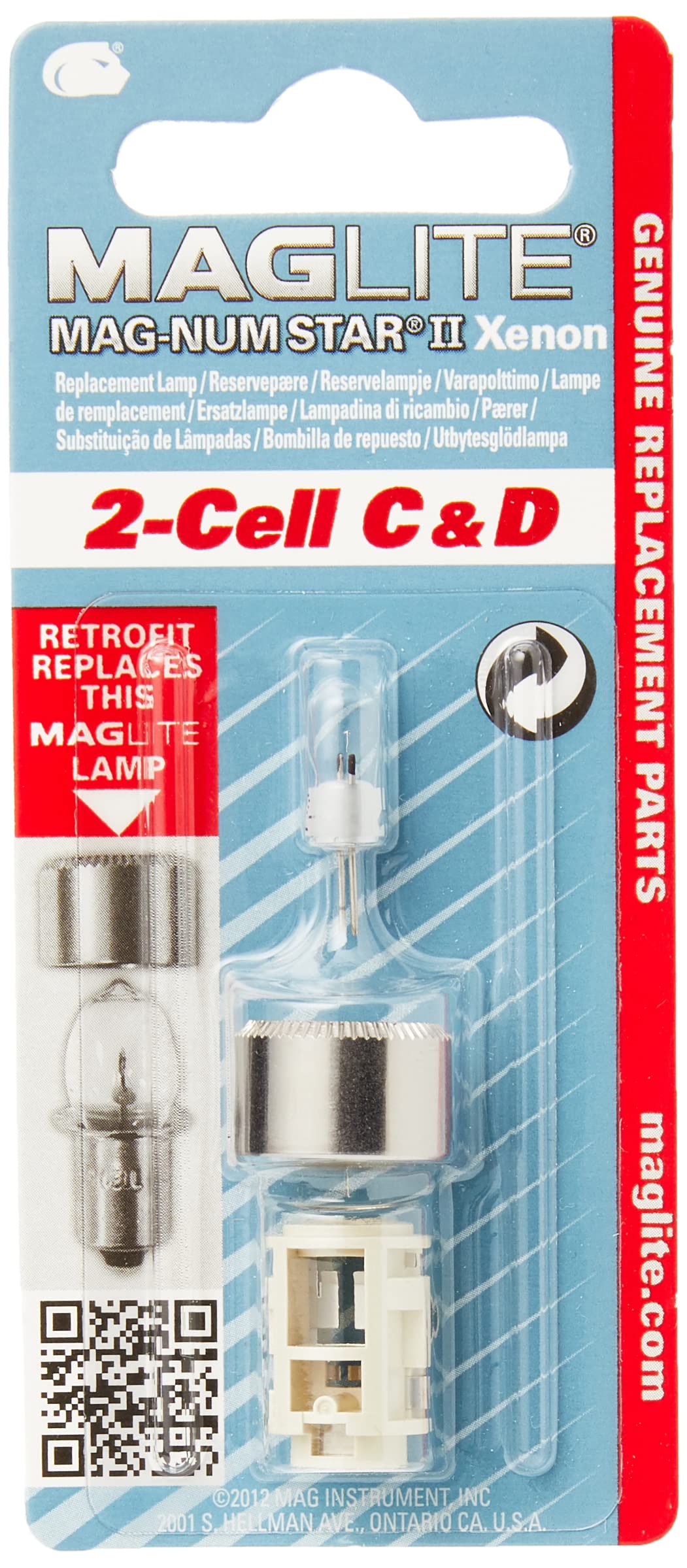 MagLite Xenon, 2 Cell C and D Replacement lamp