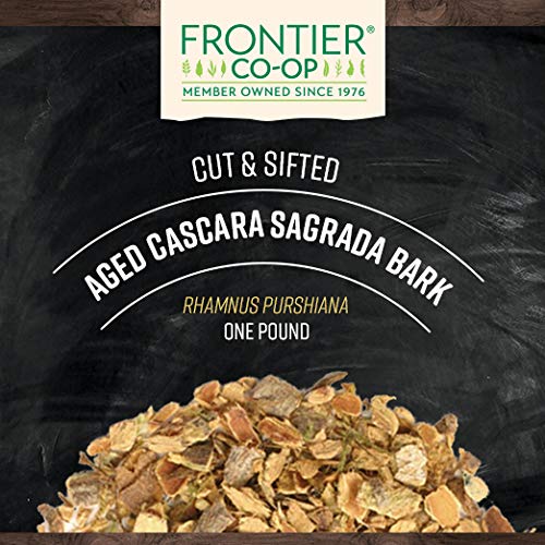 Frontier Co-op Cut & Sifted Wildcrafted Cascara Sagrada Bark 1lb - Aged Buckthorn Bark, Bulk Wholesale Bag