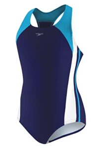 speedo girl's swimsuit one piece infinity splice thick strap , deep water , 12