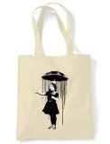 Tribal T-Shirts Women's Banksy Nola Umbrella Tote Shoulder Bag One Size Off White