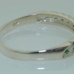 925 Sterling Silver Natural Emerald Womens Eternity Ring - Size 7.75