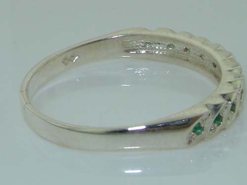 925 Sterling Silver Natural Emerald Womens Eternity Ring - Size 7.75