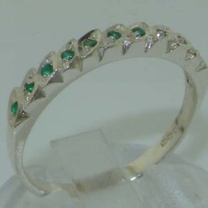 925 Sterling Silver Natural Emerald Womens Eternity Ring - Size 7.75