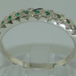 925 Sterling Silver Natural Emerald Womens Eternity Ring - Size 7.75