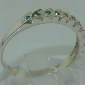 925 Sterling Silver Natural Emerald Womens Eternity Ring - Size 7.75