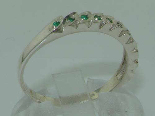 925 Sterling Silver Natural Emerald Womens Eternity Ring - Size 7.75