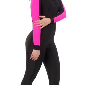 Women's Black Pink Scuba Snorkeling Swim Lycra Skin Full Suit, SM