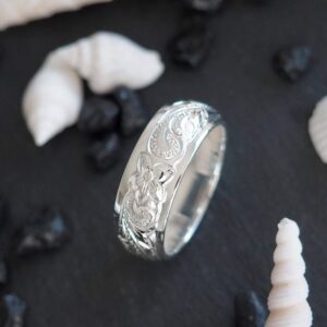 Sterling Silver Raised Hawaiian Band Ring Size 10