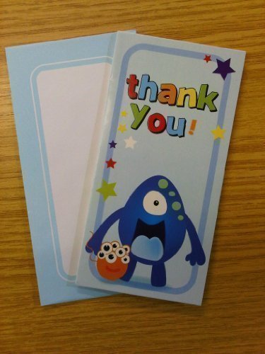 The Home Fusion Company 16 x Monster/Alien Boys Thank You Cards Ideal for Birthday