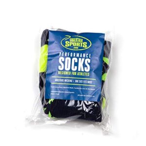 ChalkTalkSPORTS Hockey Half Cushioned Crew Socks | Hockey Player | Navy/Neon