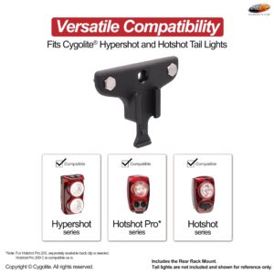 Cygolite Tail Light Rack Mount - for Hypershot, Hotshot Pro, and Hotshot Series Bicycle Taillights with Hard Mounts (Genuine Mount) Small