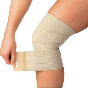 mueller sports medicine all-purpose support wrap for men and women, adjustable compression for joint and muscle support, beige, extra-long