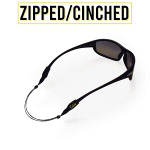 Cablz Zipz Adjustable Eyewear Retainer | Adjustable, Lightweight, Low Profile, Off-The-Neck Eyewear Retainer Strap | Stainless (Clear Stainless, 14in Regular Tip)