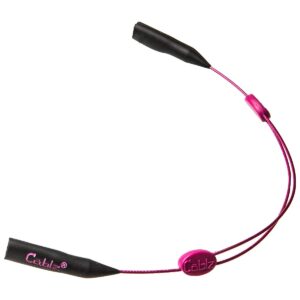 cablz colorz zipz adjustable eyewear retainer strap | lightweight, low profile, coated stainless, 14 inch (black/pink)