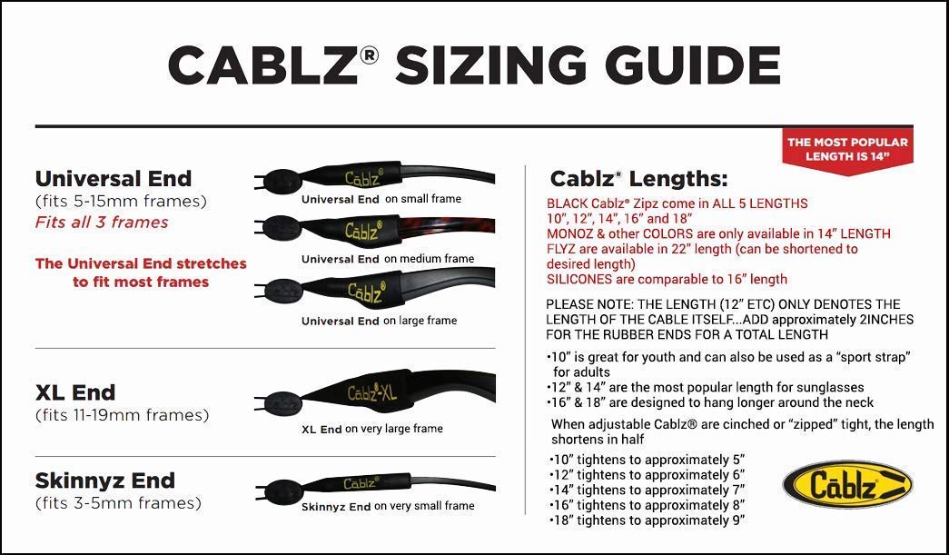 Cablz Colorz Zipz Adjustable Eyewear Retainer Strap | Lightweight, Low Profile, Coated Stainless, 14 Inch (Black/Pink)