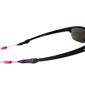 Cablz Colorz Zipz Adjustable Eyewear Retainer Strap | Lightweight, Low Profile, Coated Stainless, 14 Inch (Black/Pink)