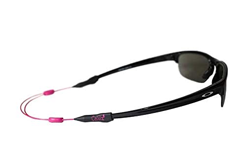 Cablz Colorz Zipz Adjustable Eyewear Retainer Strap | Lightweight, Low Profile, Coated Stainless, 14 Inch (Black/Pink)