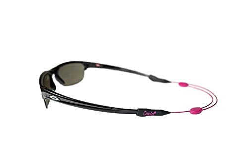 Cablz Colorz Zipz Adjustable Eyewear Retainer Strap | Lightweight, Low Profile, Coated Stainless, 14 Inch (Black/Pink)